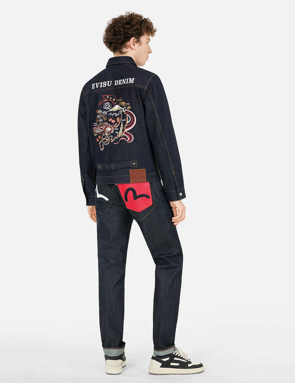 Map Appliqué Embroidery Regular Fit Denim Jacket – EVISU