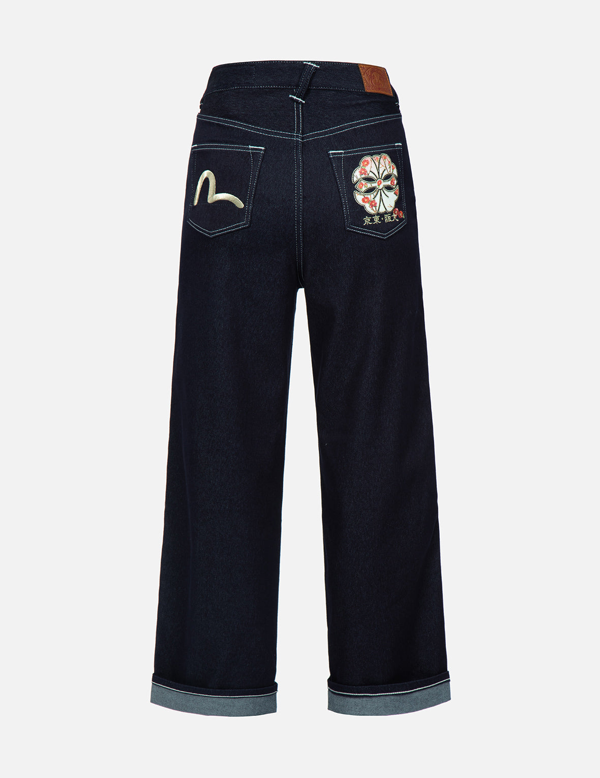 Tsubaki Kamon Appliqué Wide-Leg Jeans – EVISU