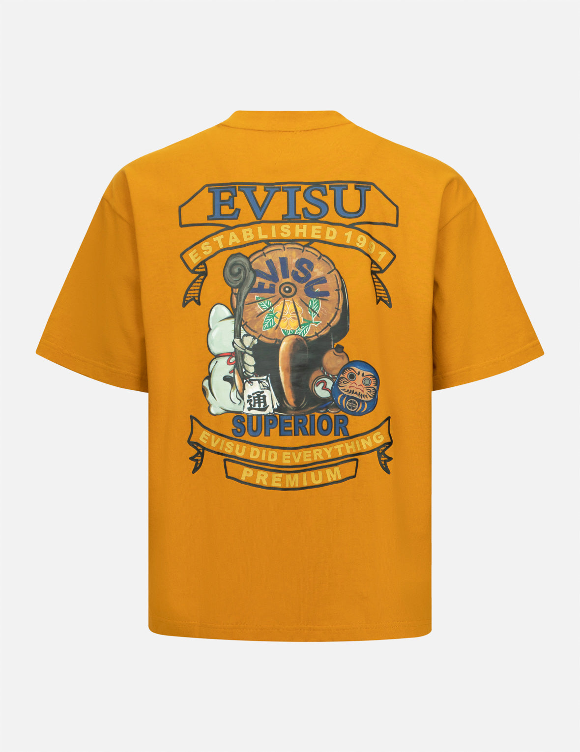 Tanuki and Fortune Cat Print Loose Fit T-Shirt – EVISU